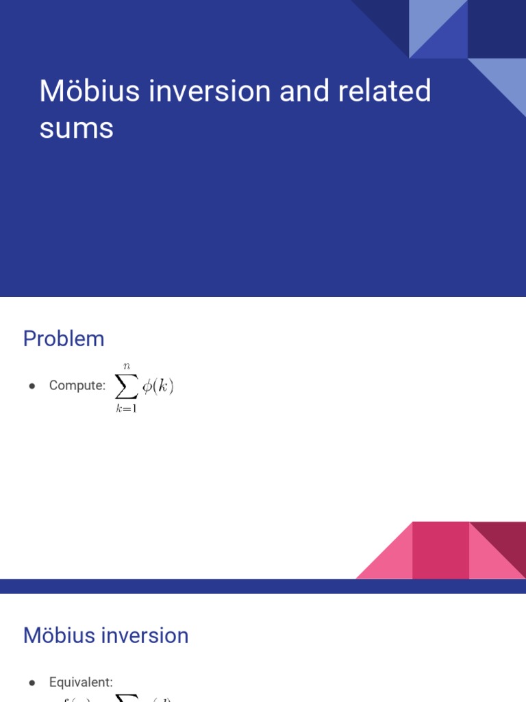 Möbius Inversion and Related Sums | PDF