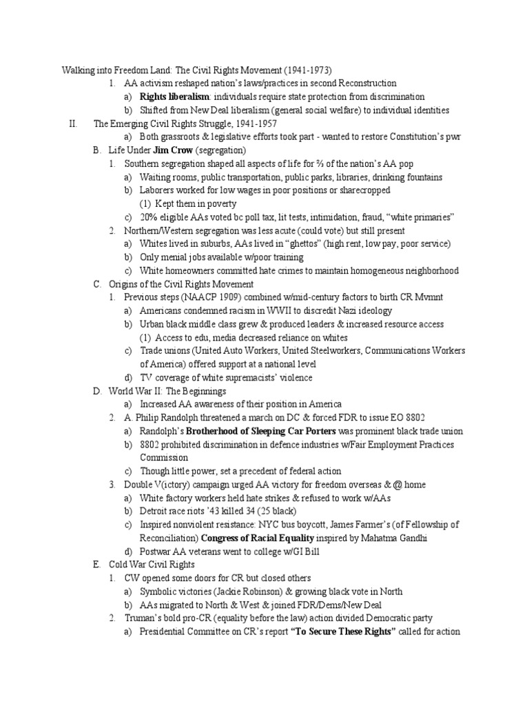 Civil Rights Movement Overview (1941-1973) | PDF | African American ...