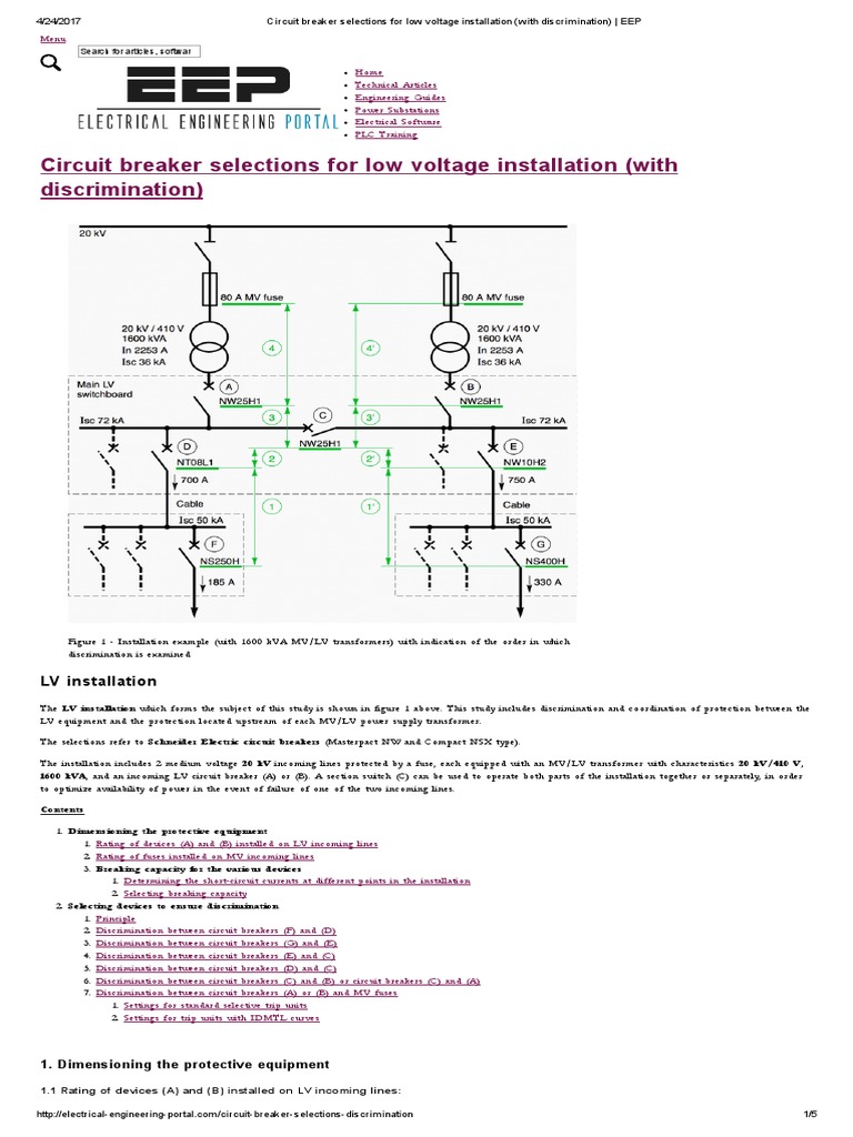 Circuit Breaker Selections For Low Voltage Installation (With ...