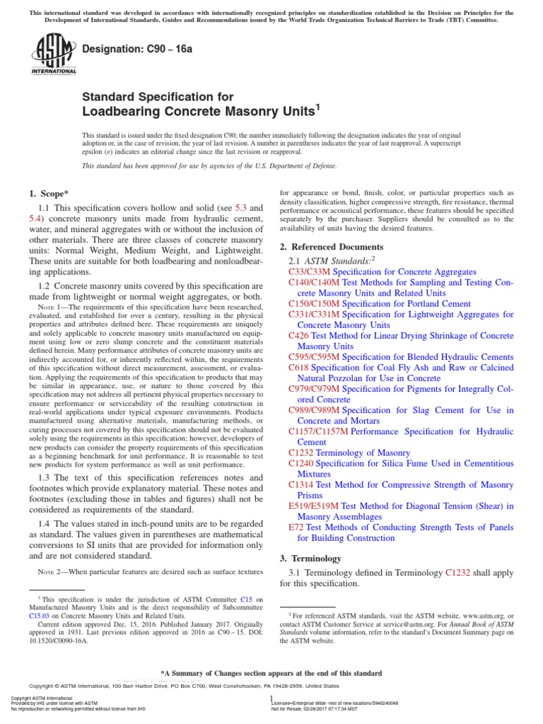 ASTM C90 | Concrete | Cement