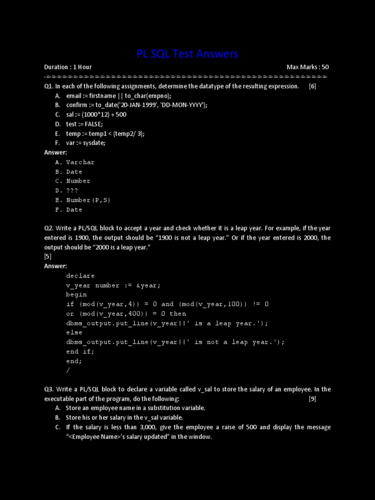 Pls QL Test Answers | PDF