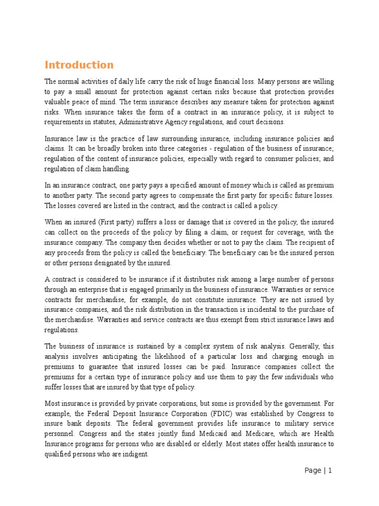 Law200 Final Body Report | PDF | Deductible | Insurance