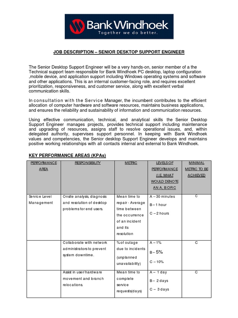 Senior Desktop Support Role | PDF | Personal Computers | Desktop Computer