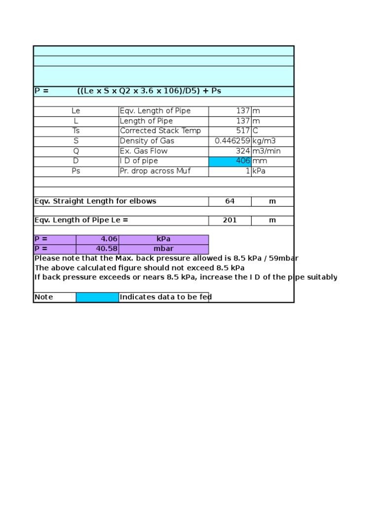 Exhaust Back Pressure Calculation Guide | PDF | Pressure | Pipe (Fluid ...
