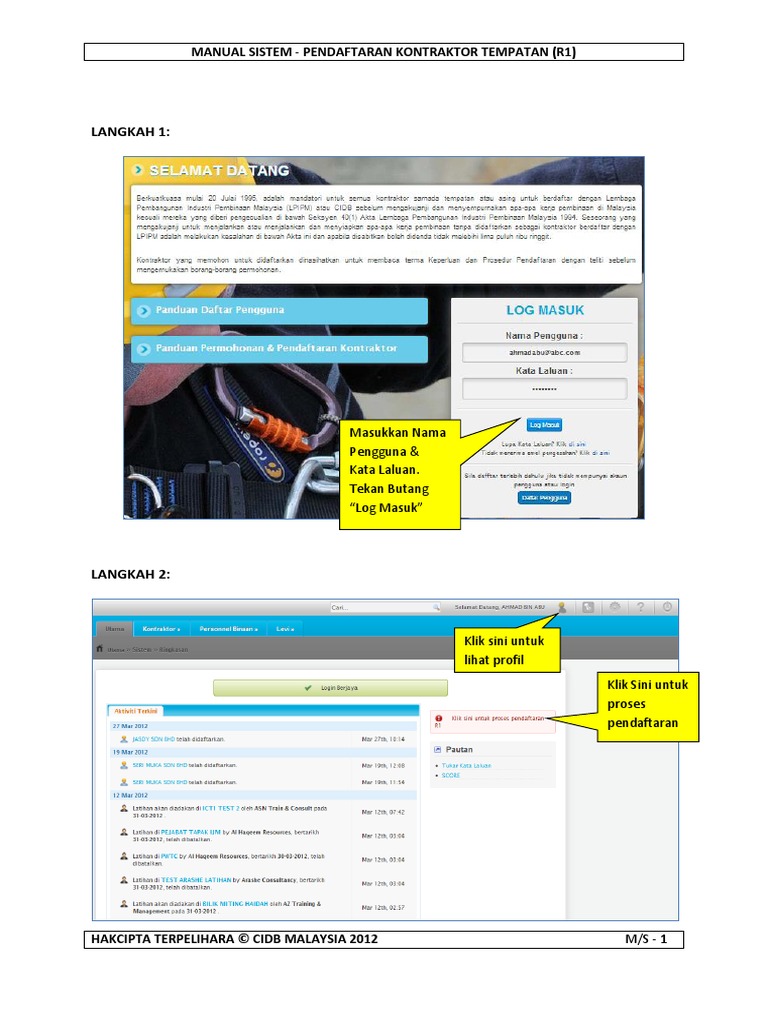 Cidb Register MANUAL Help R1 New | PDF
