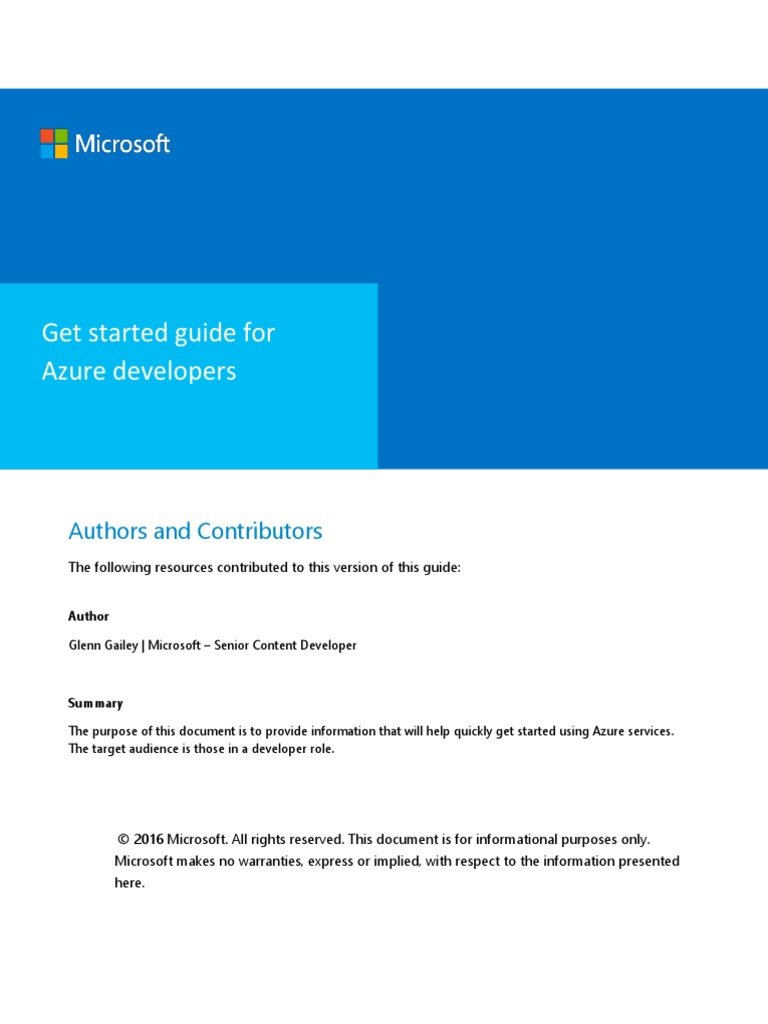 Azure Developer Guide | PDF | Microsoft Azure | Web Application