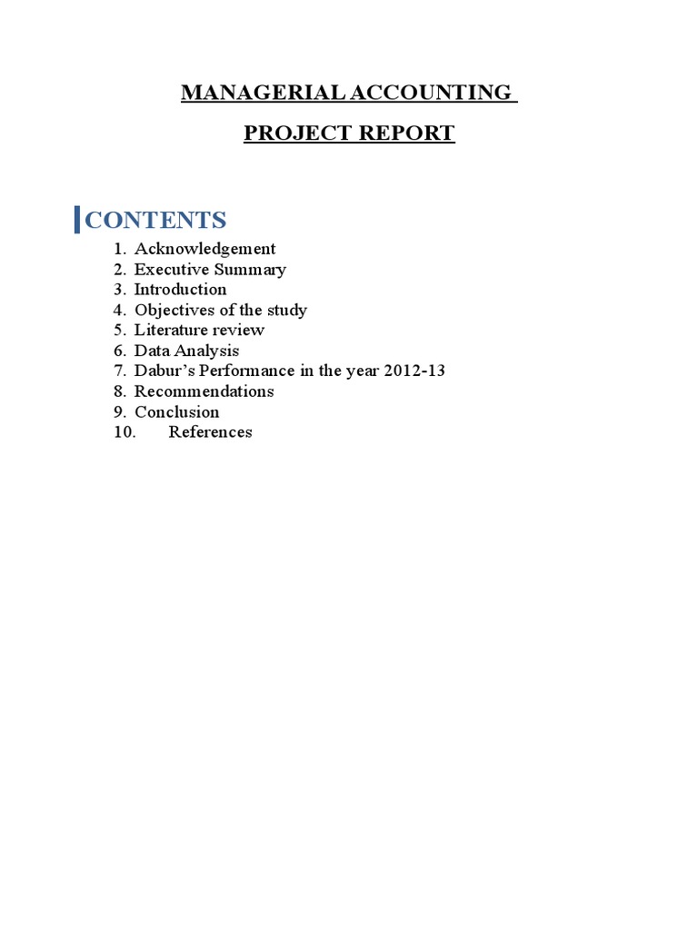 Managerial Accounting Project Report | PDF | Cost Accounting | Data ...