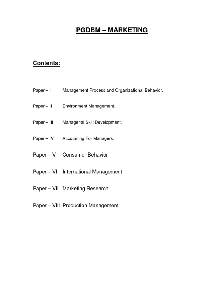 PGDBM Marketing Syallabus | PDF | Organization Development | Consumer ...