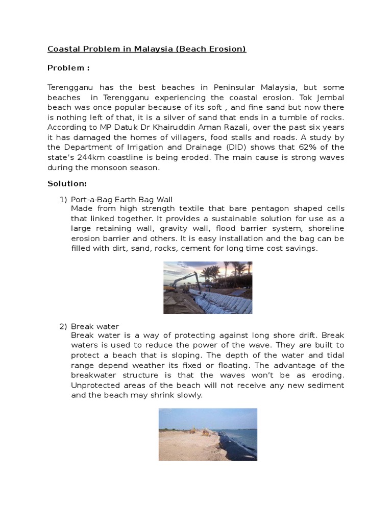Coastal Problem in Malaysia | PDF | Beach | Erosion