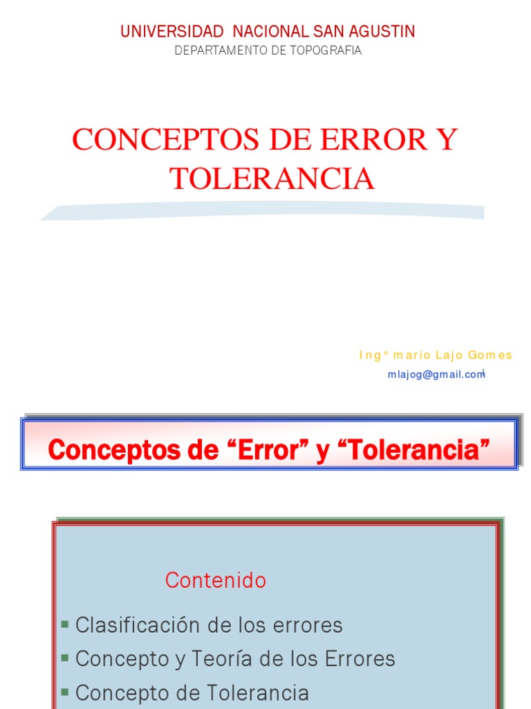 Conceptos básicos de error y tolerancia en topografía | PDF ...