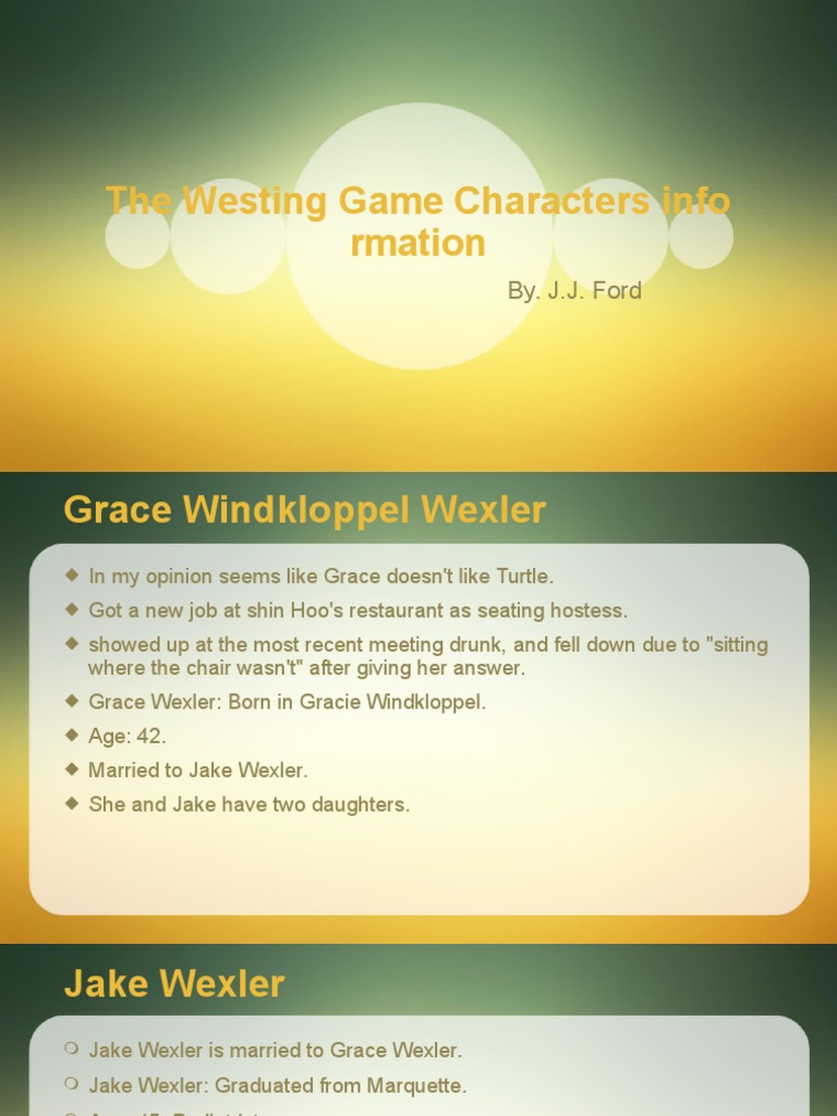 The Westing Game Characters Information | PDF | Leisure