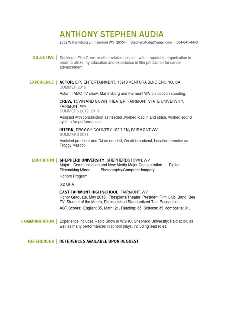 Anthony Stephen Audia Resume | PDF