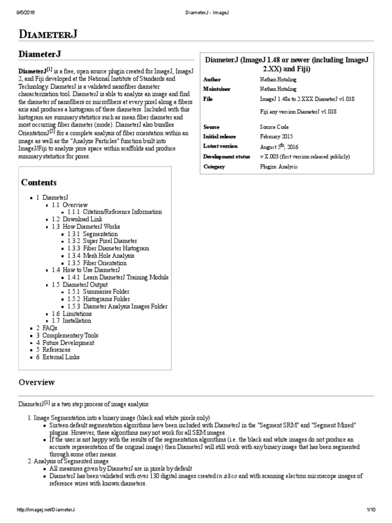 DiameterJ - ImageJ | PDF | Image Segmentation | Cluster Analysis