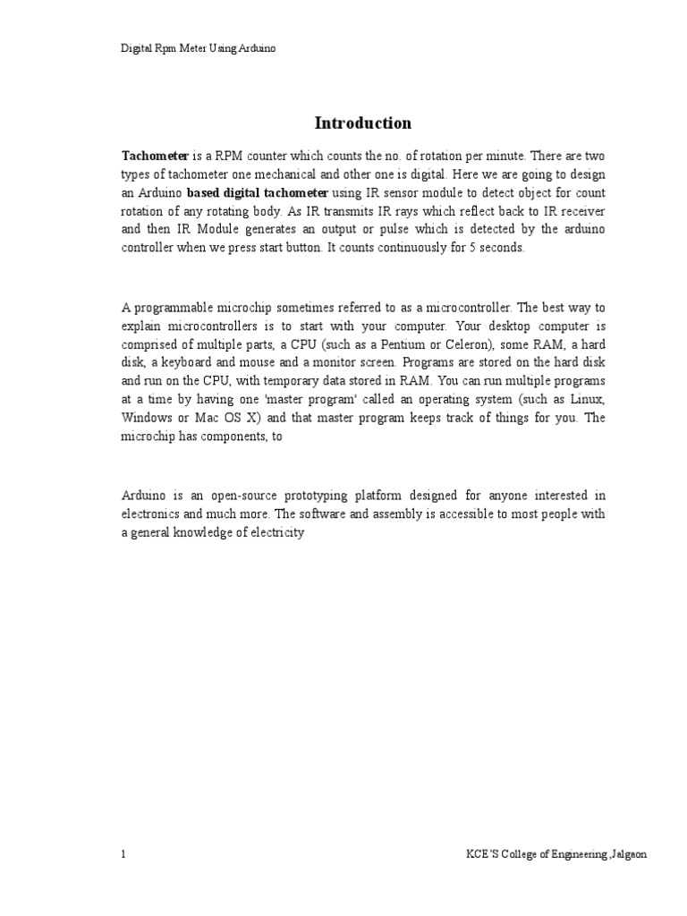 3 Digital RPM Meter Using Arduino Report | PDF | Bipolar Junction ...