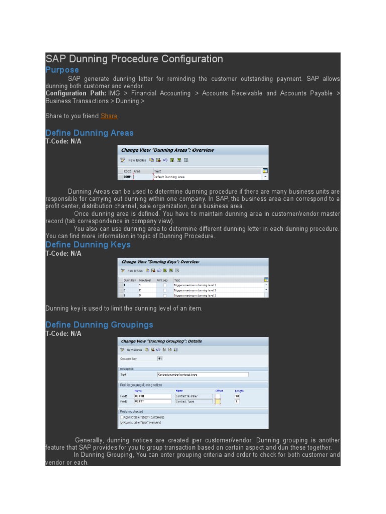 Configure Sap Dunning Procedure Pdf Money Business Economics