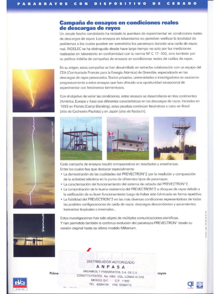 Pararrayos PDF | Descargar gratis PDF | Relámpago | Electromagnetismo