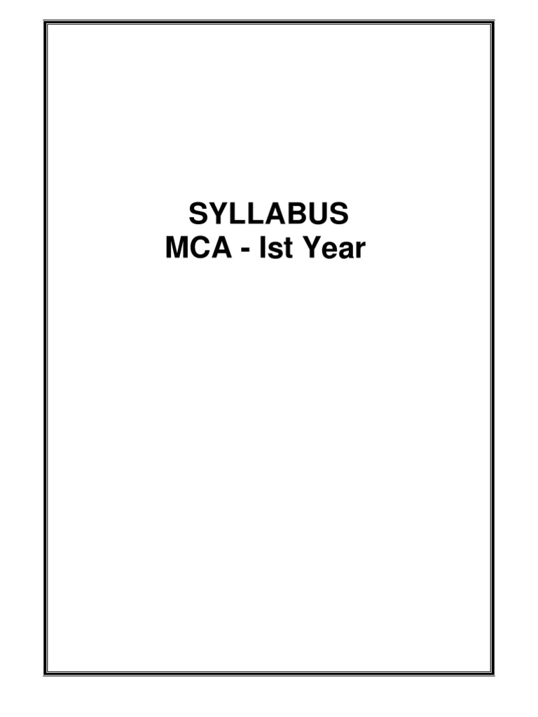 Syllabus Mca Ist Year Pdf Pointer Computer Programming Databases