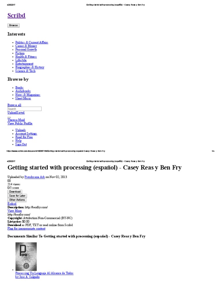 Getting Started With Processing (Español) - Casey Reas y Ben Fry | PDF | Scribd | Written ...