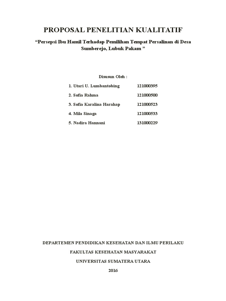 Contoh Proposal Penelitian Kualitatif | PDF