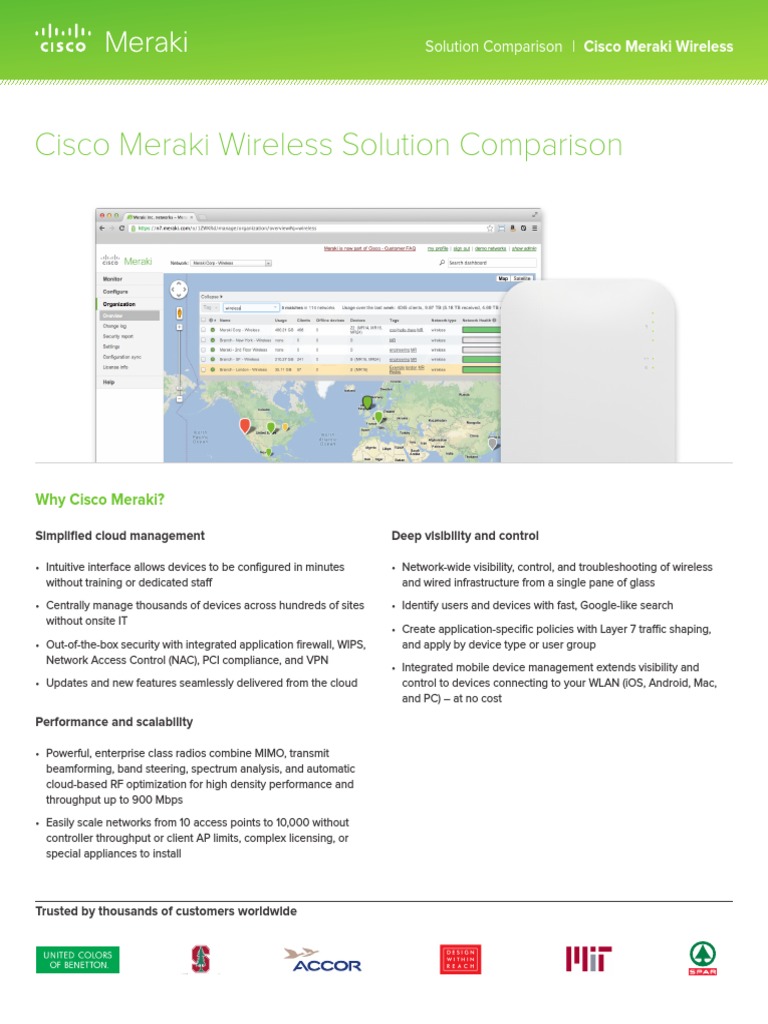 Meraki WLAN Solution Comparison | PDF | Wireless Lan | Wi Fi