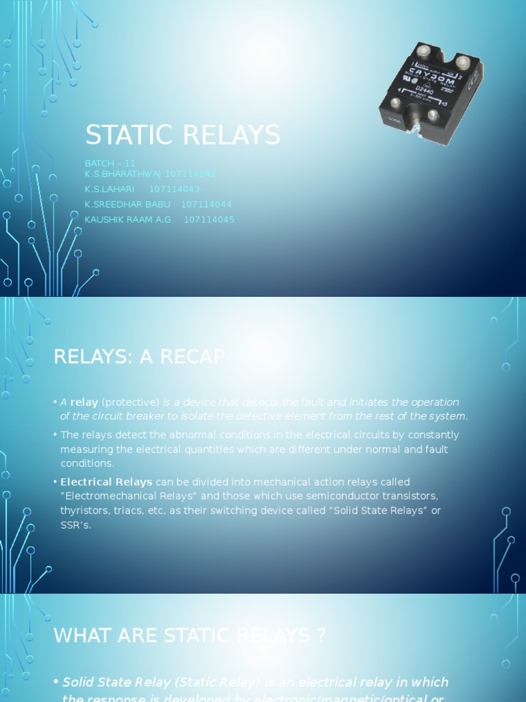 Static Relays | PDF | Relay | Rectifier