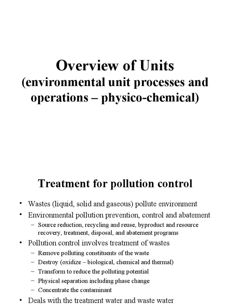 Overview of Environmental Unit Processes and Operations | PDF | Ion ...