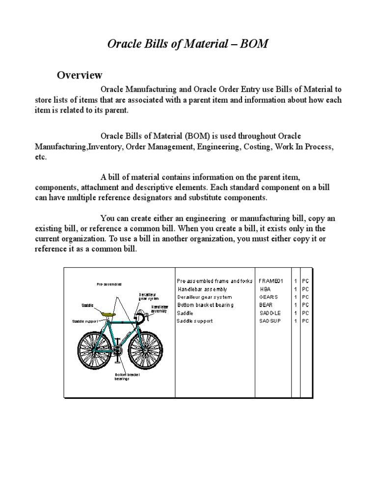 Oracle BOM | Download Free PDF | Production And Manufacturing | Computing