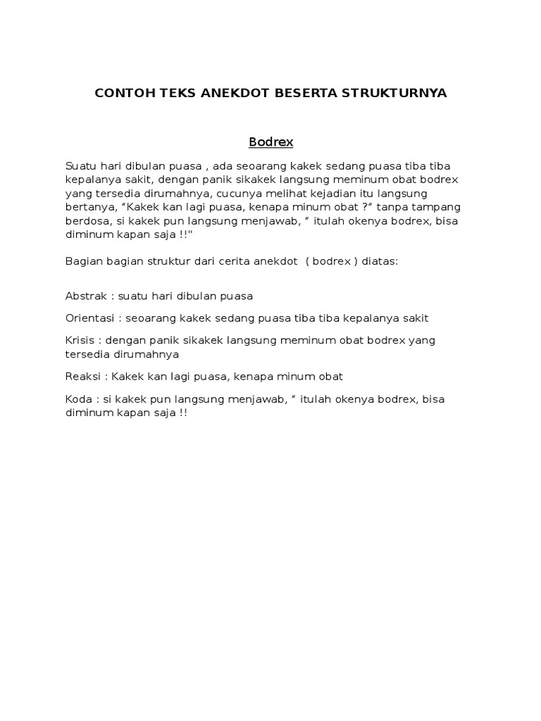 Contoh Teks Anekdot dan Strukturnya | PDF