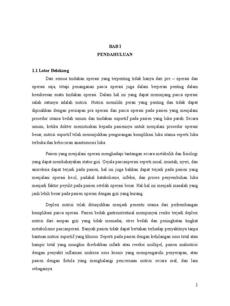 Pemberian Nutrisi Pasca Operasi | PDF