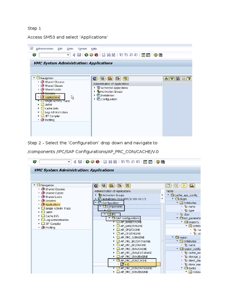 Step 1 Access SM53 and Select Applications' | PDF