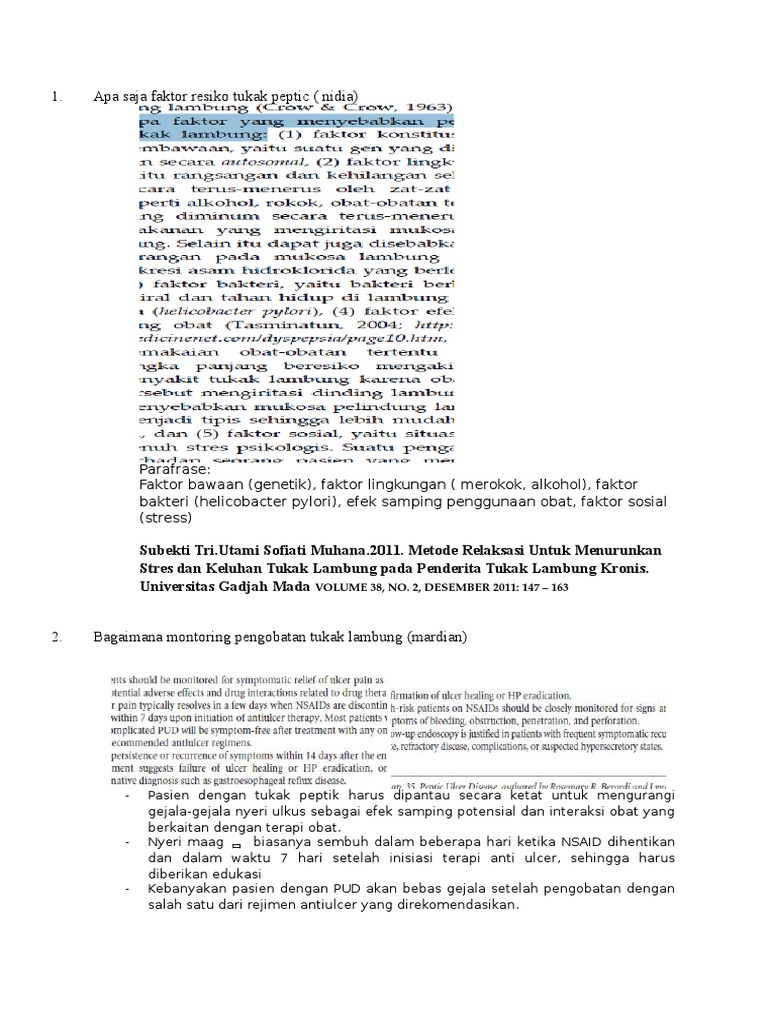 Faktor Risiko dan Pengobatan Tukak Peptik | PDF