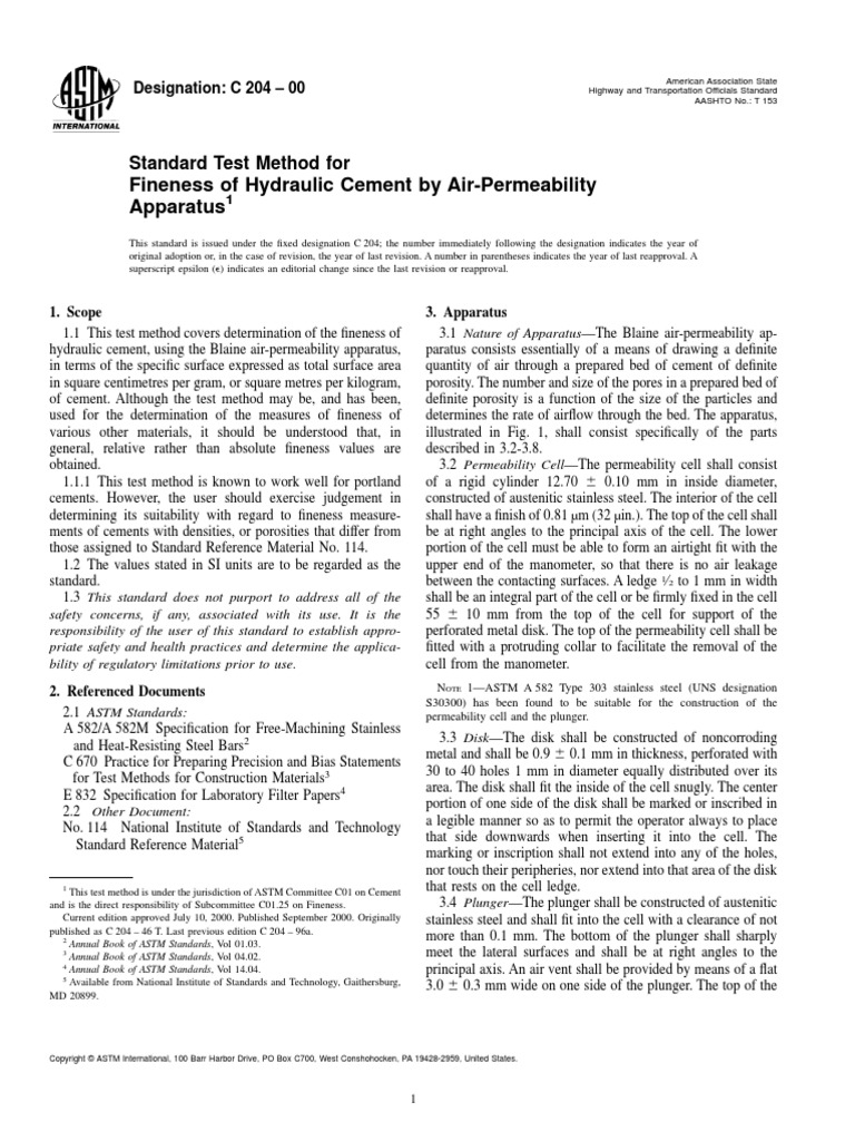 Astm C-204 | PDF | Calibration | Density