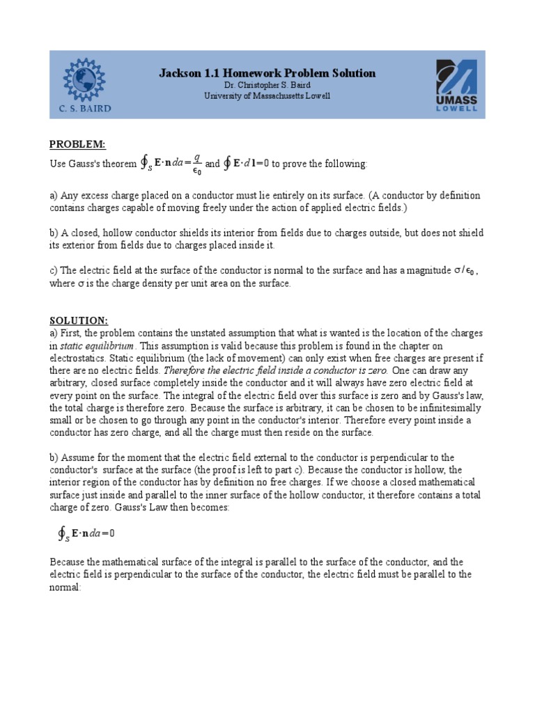 Jackson 1 1 Homework Solution PDF | PDF | Electric Field | Natural Philosophy