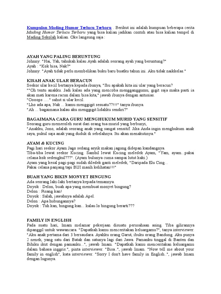 Kumpulan Mading Humor Terlucu Terbaru | PDF