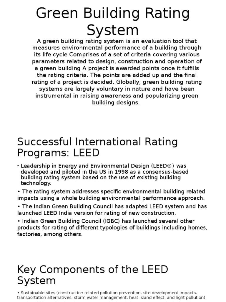 Green Building Rating System | PDF | Green Building | Leadership In ...