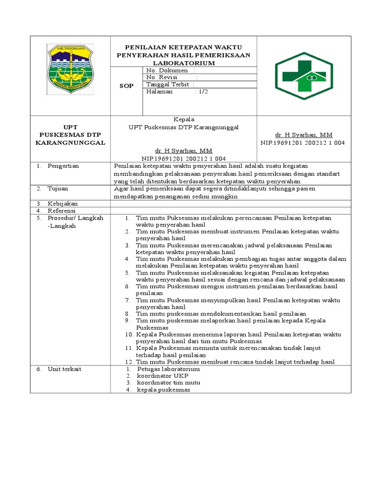 8.1.1.1 Sop Pemeriksaan Laboratorium, Brosur Pelayanan Laboratorium | PDF