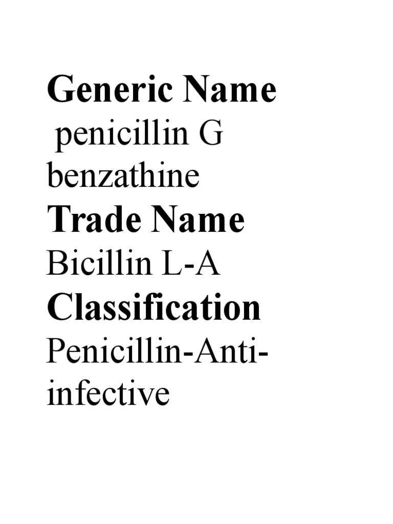 Generic Name | PDF | Penicillin | Gram Negative Bacteria