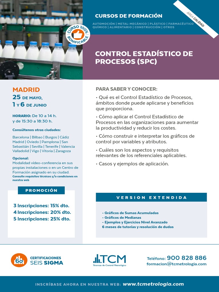 Control Estadistico de Procesos SPC | PDF | Calibración | Estadísticas