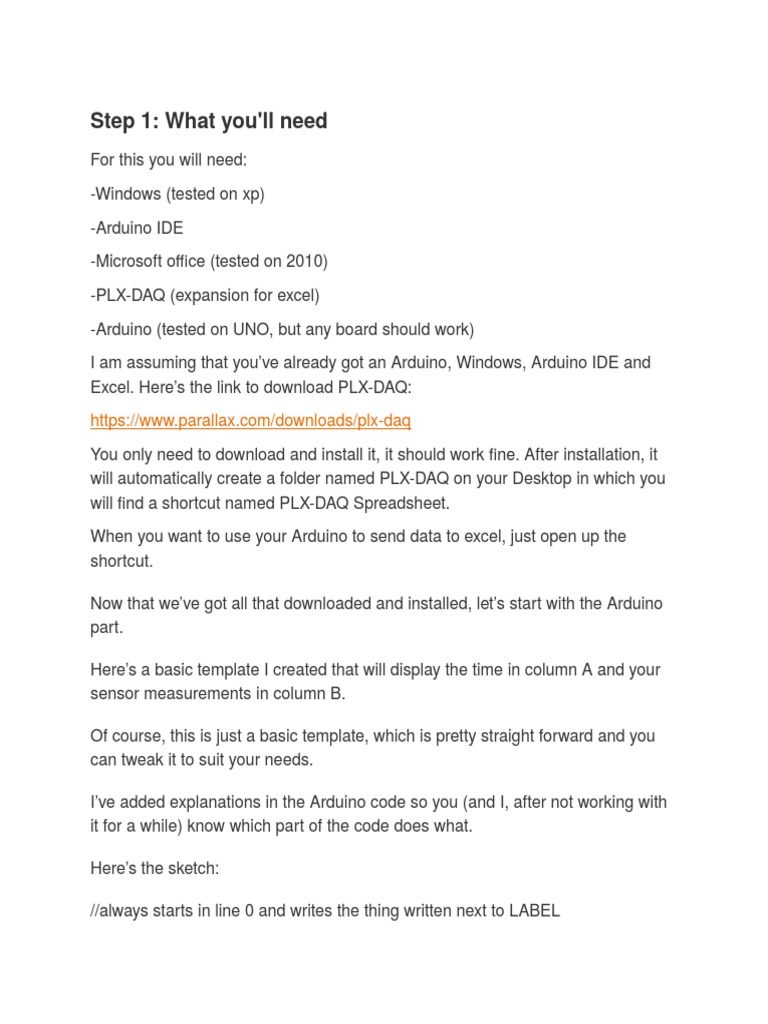 Sending Data From Arduino To Excel (And Plotting It) | PDF | Microsoft ...