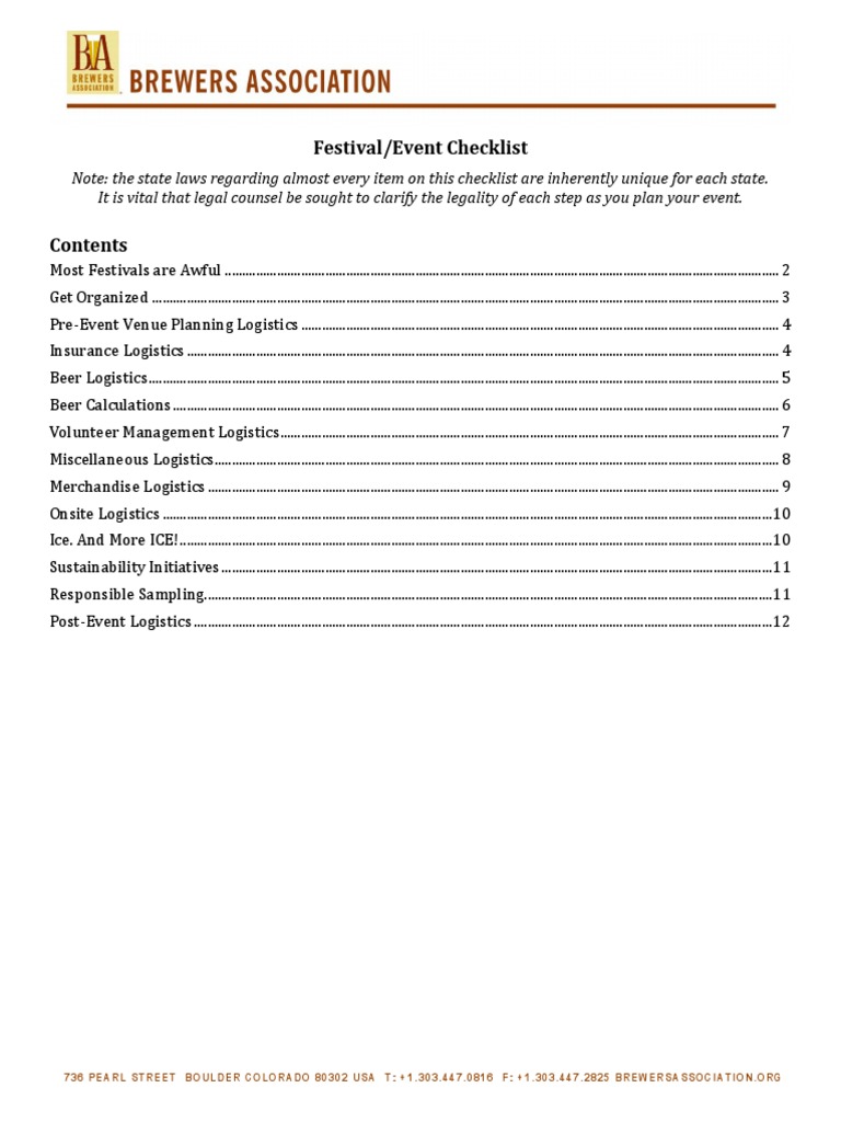 Festival Planning Checklist | PDF | Insurance | Recycling