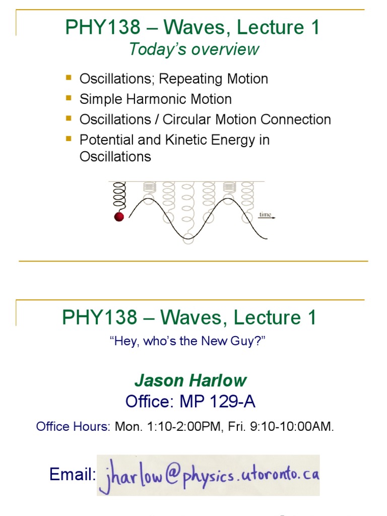 PHY138 - Waves, Lecture 1: Today's Overview | PDF | Waves | Frequency