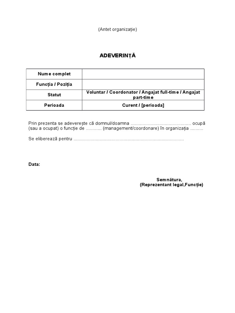 Model Adeverinta | PDF