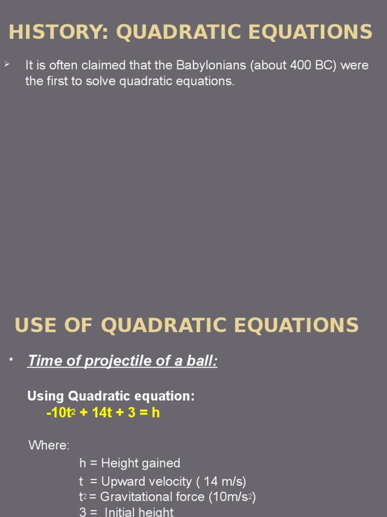History: Quadratic Equations | PDF | Science & Mathematics