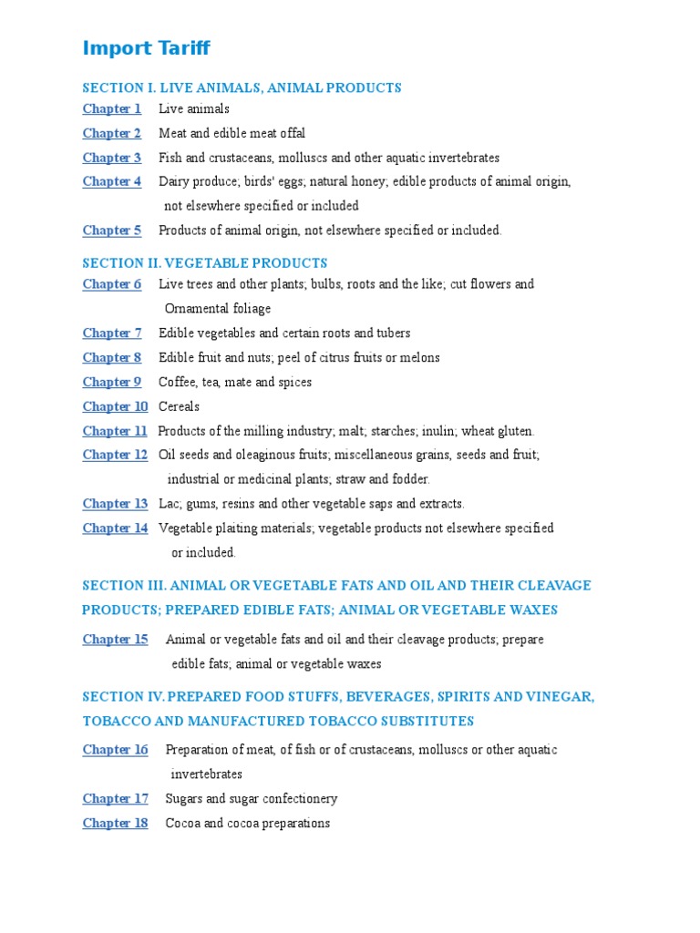 Import Tarif: Not Elsewhere Specified or Included | PDF | Textiles | Paper