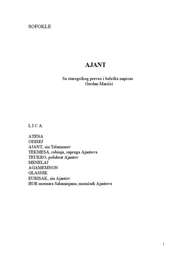 Sofokle - Ajant | PDF