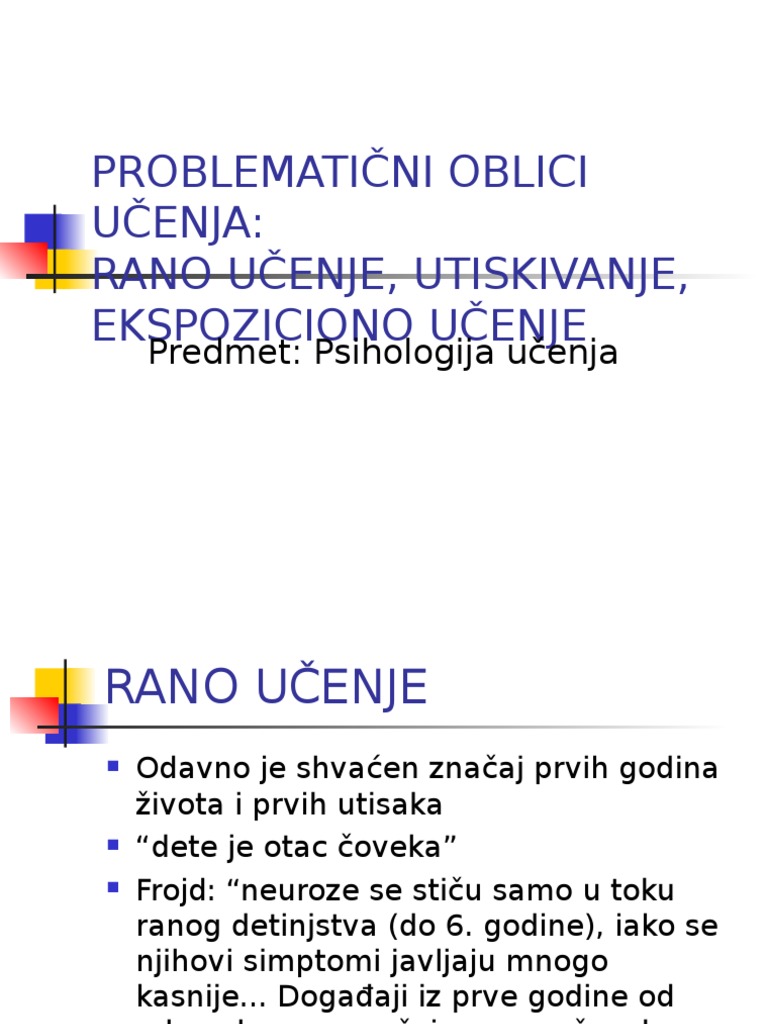 3.problematicni Oblici Ucenja - Rano Iskustvo | PDF