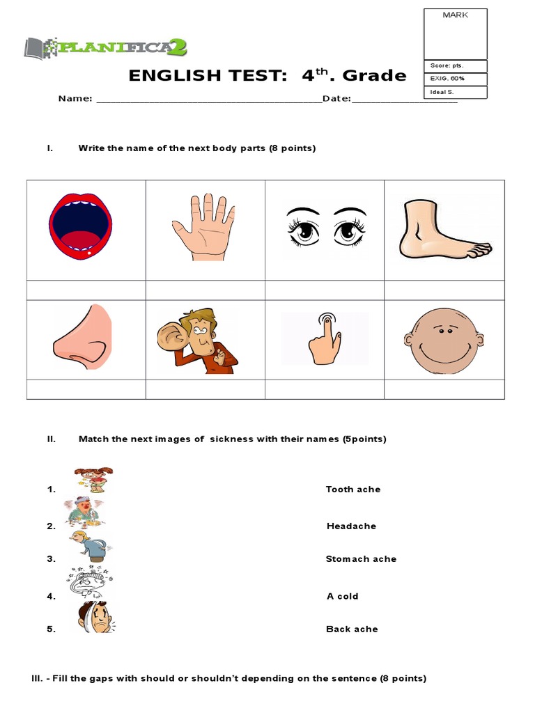 English Test: 4 - Grade: Name: - Date | PDF