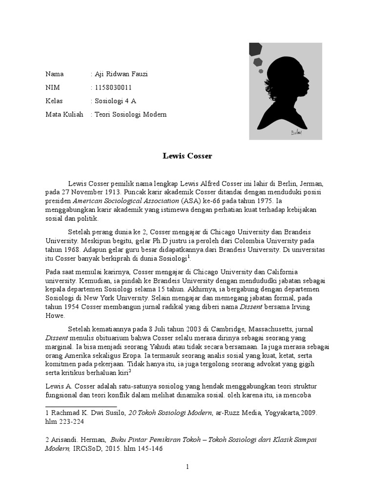 Biografi Lewis A. Coser dan Teorinya | PDF