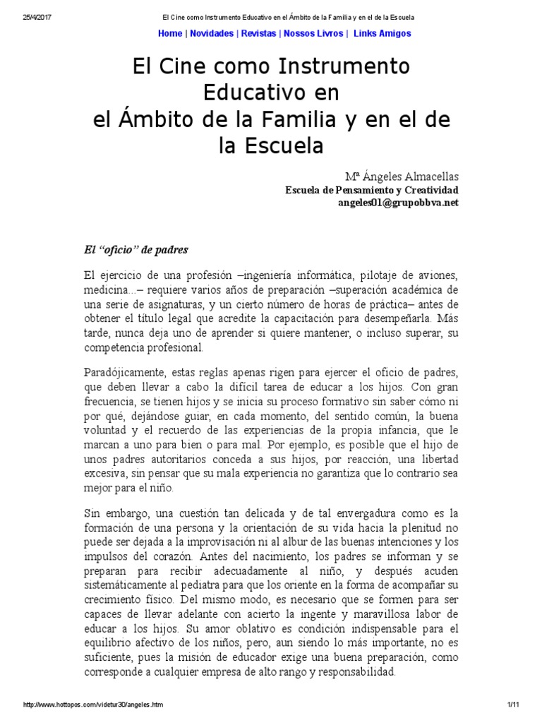 El Cine Como Instrumento Educativo en El Ámbito de La Familia y en El ...