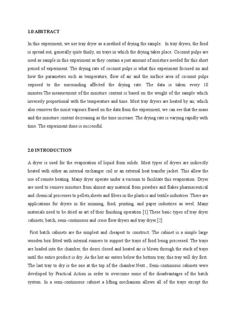 Tray Drier Lab Report | Download Free PDF | Clothes Dryer | Hvac